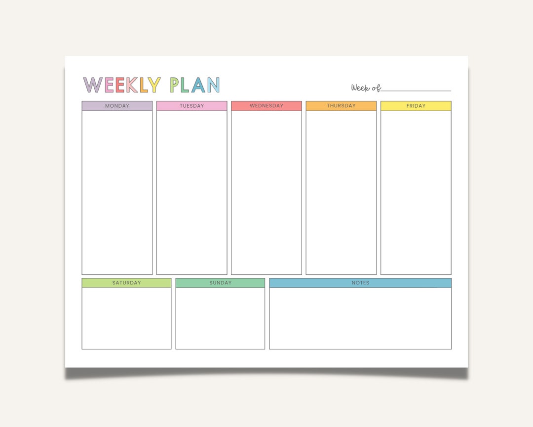 Weekly Planner Printable, Weekly Schedule Template, Weekly Planner to ...