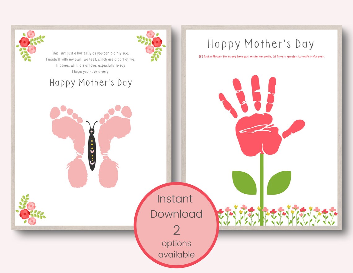 Mother's Day Printable Handprint Art Footprint Craft - Etsy