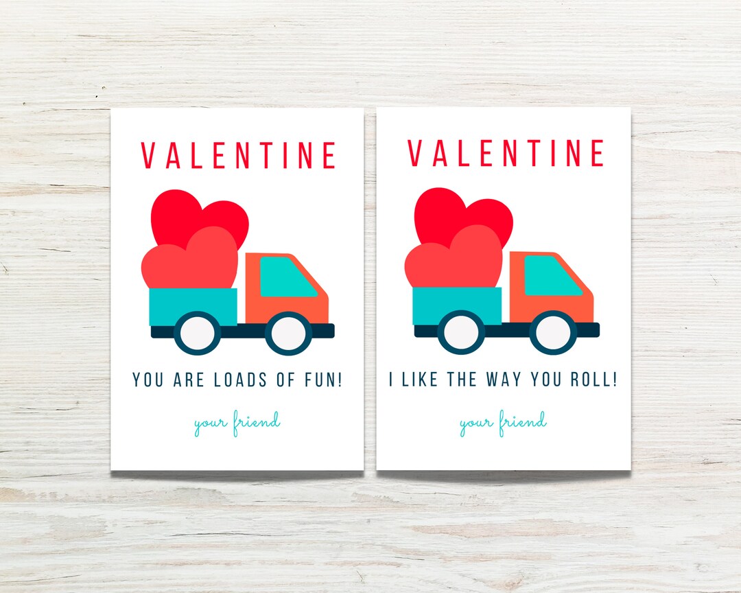 Construction Valentine's Day Cards Printable, Kids Valentines Dump ...