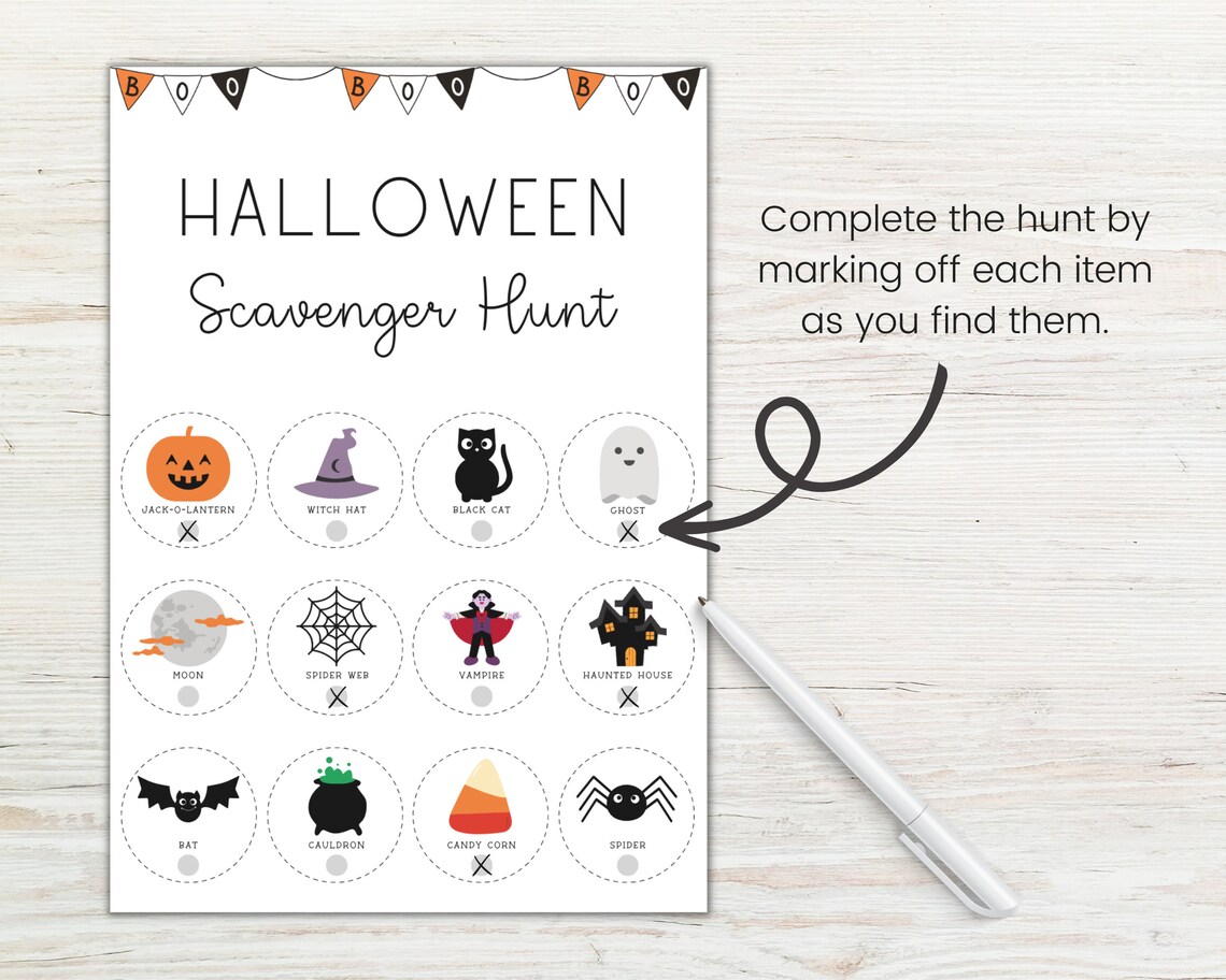 Halloween Scavenger Hunt Printable Halloween Kids Activity - Etsy