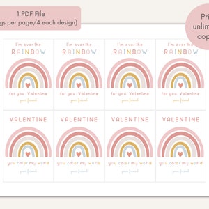 Rainbow Valentine's Day Printable Cards, Valentine Cards for Kids ...