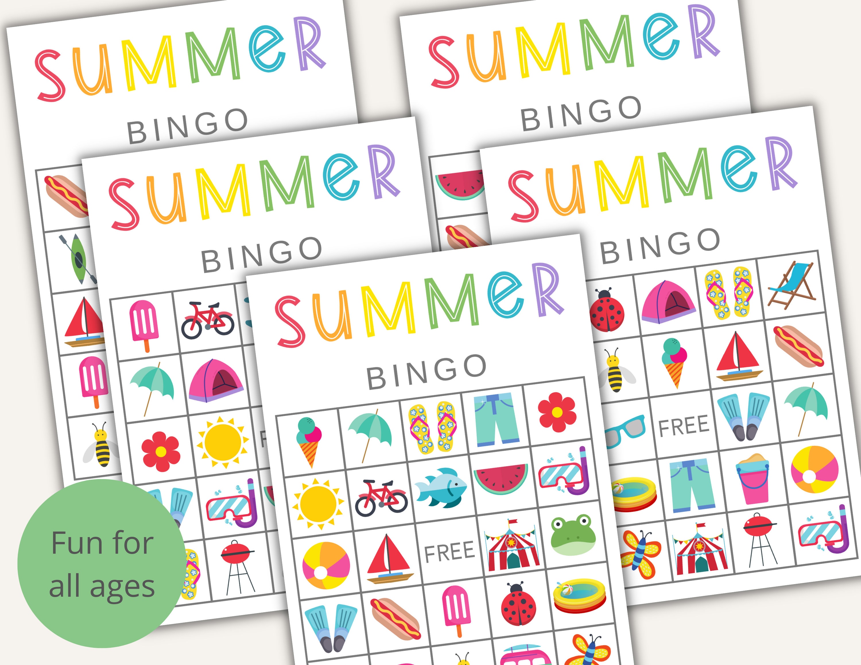 Summer Bingo Cards Summertime Bingo Summertime Game - Etsy