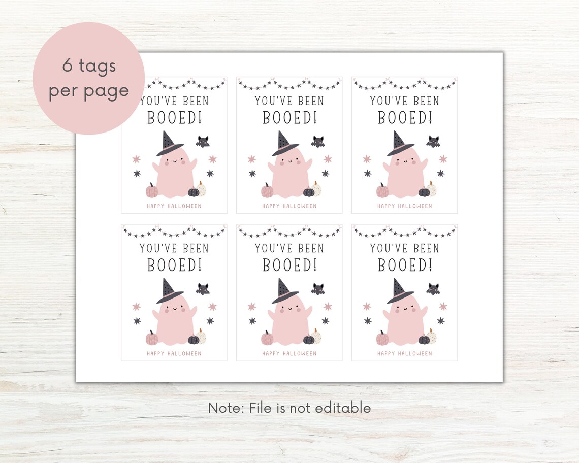 You've Been Booed Tag Printable, Boo Favor Tags, Halloween Treat Tag ...