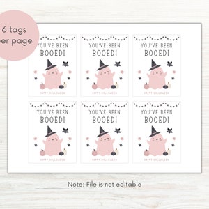You've Been Booed Tag Printable, Boo Favor Tags, Halloween Treat Tag ...