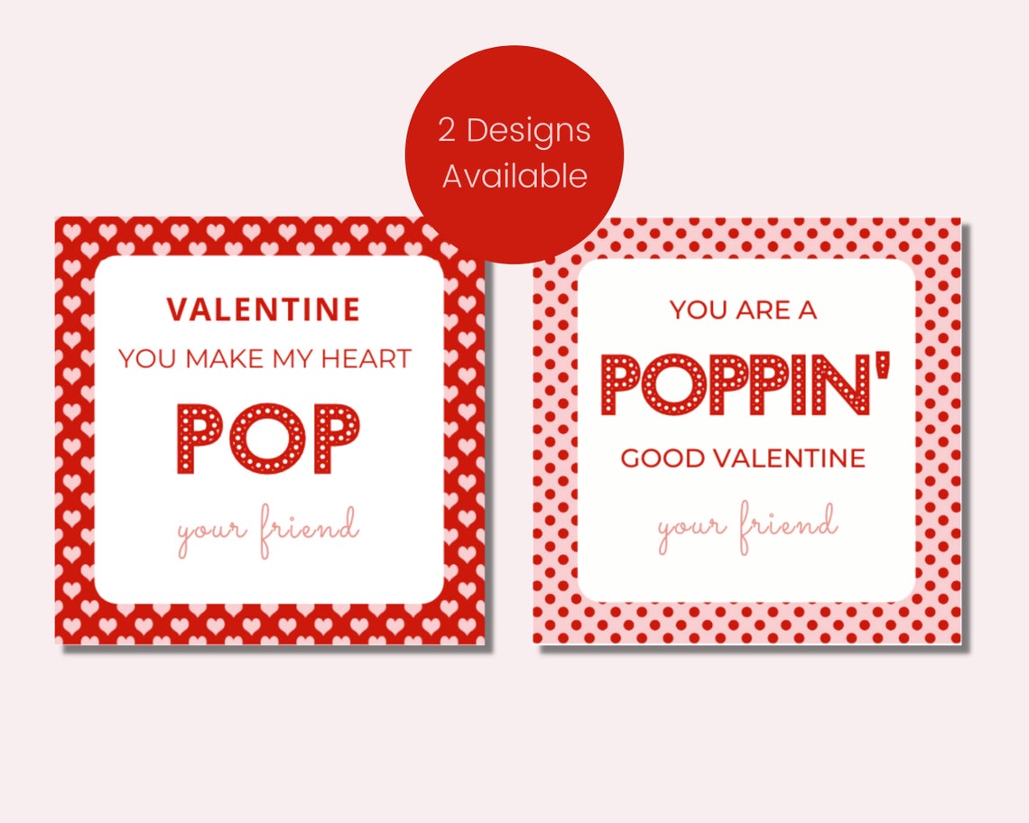 Pop It Valentines Card Printable Valentine Pop It Gift Tag | Etsy