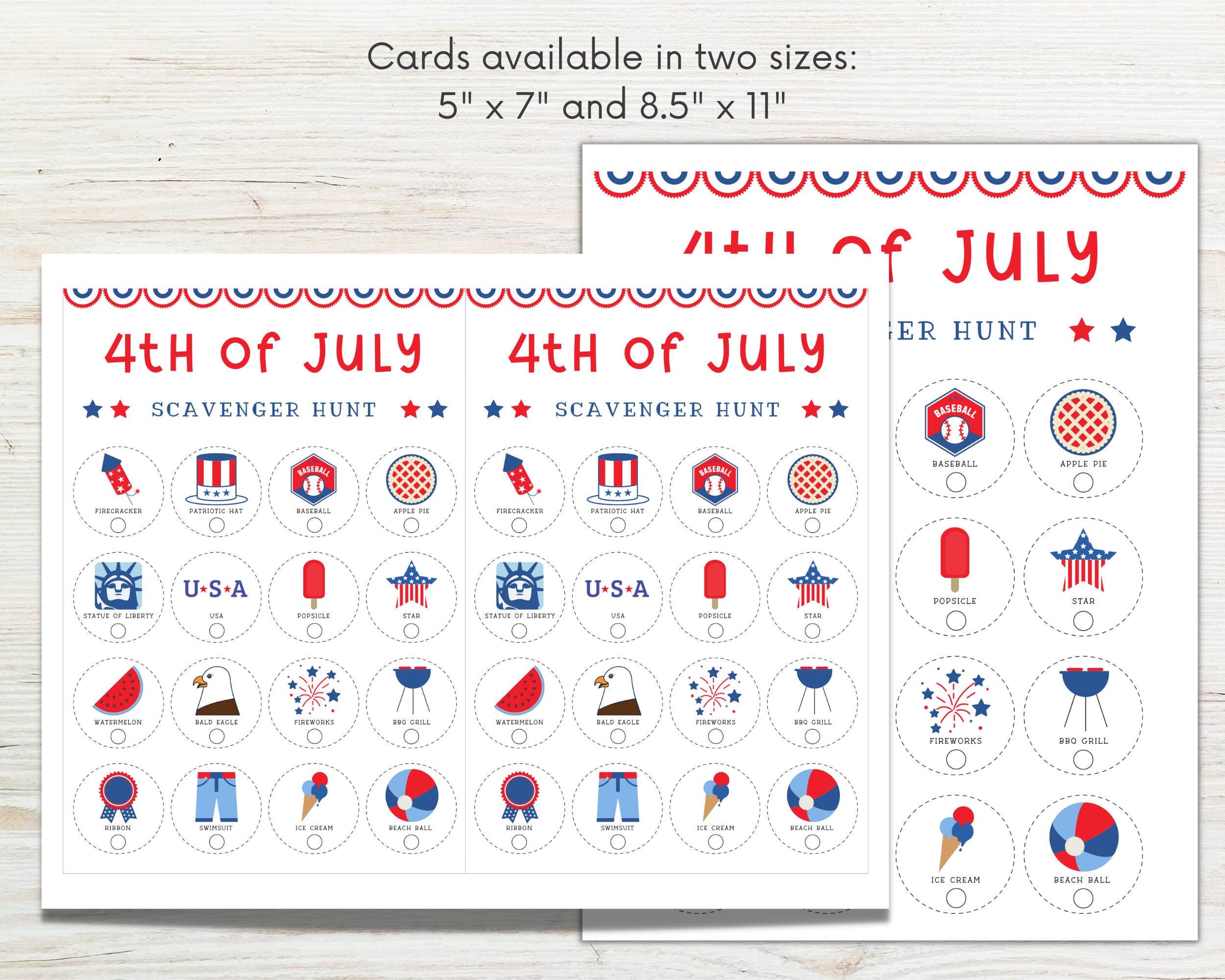 4th of July Scavenger Hunt Game Fourth of July Game Indoor - Etsy