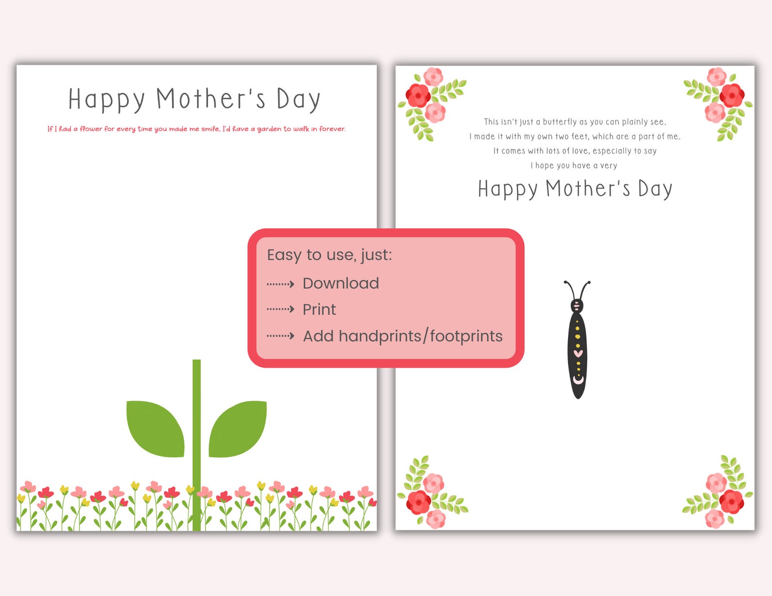 Mother's Day Printable Handprint Art Footprint Craft - Etsy