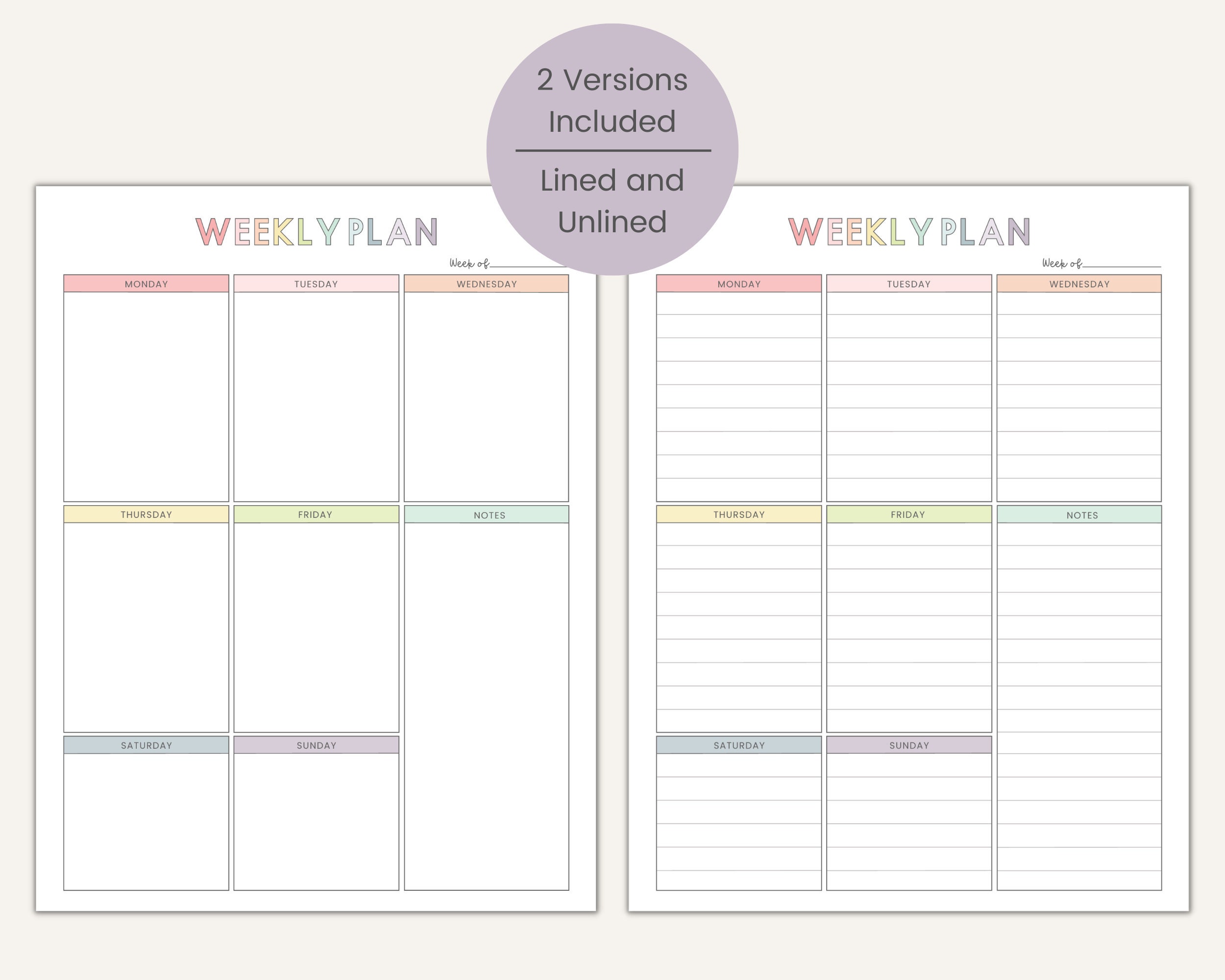 Weekly Planner Printable Vertical Portrait Homeschool Weekly - Etsy