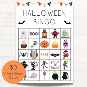 Halloween Bingo Cards Printable, 30 Halloween Bingo Cards, Halloween ...
