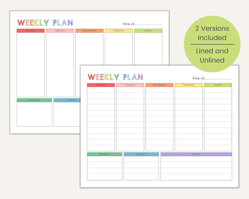 Weekly Schedule Template Weekly Planner Printable Homeschool - Etsy