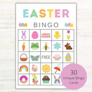 Easter Bingo, Printable Easter Games, Spring Bingo Cards, Kids Easter ...