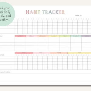 Habit Tracker Printable, Monthly Weekly Daily Habit Tracker, Goal ...