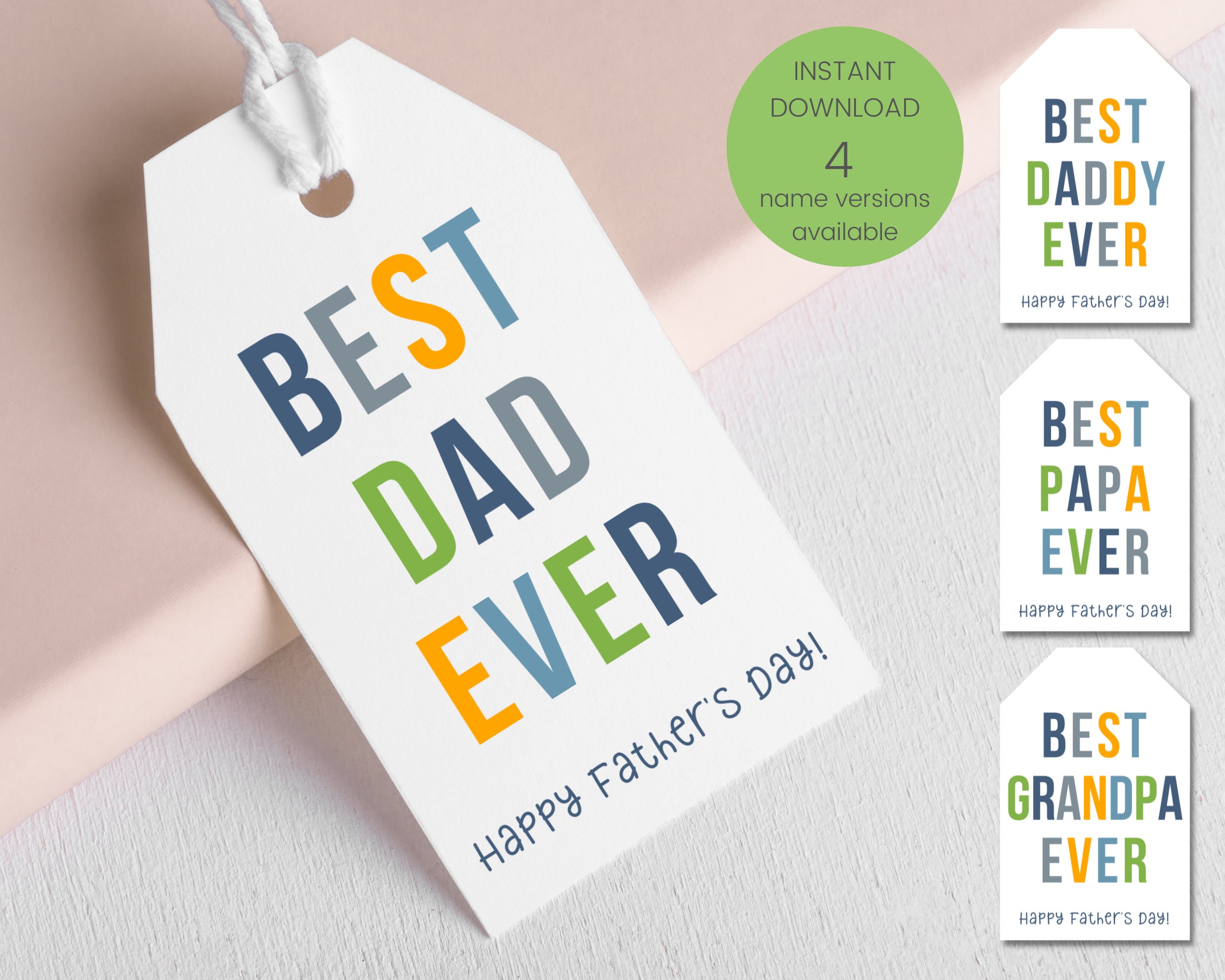 Printable Father's Day Gift Tags Best Dad Ever Tags for - Etsy
