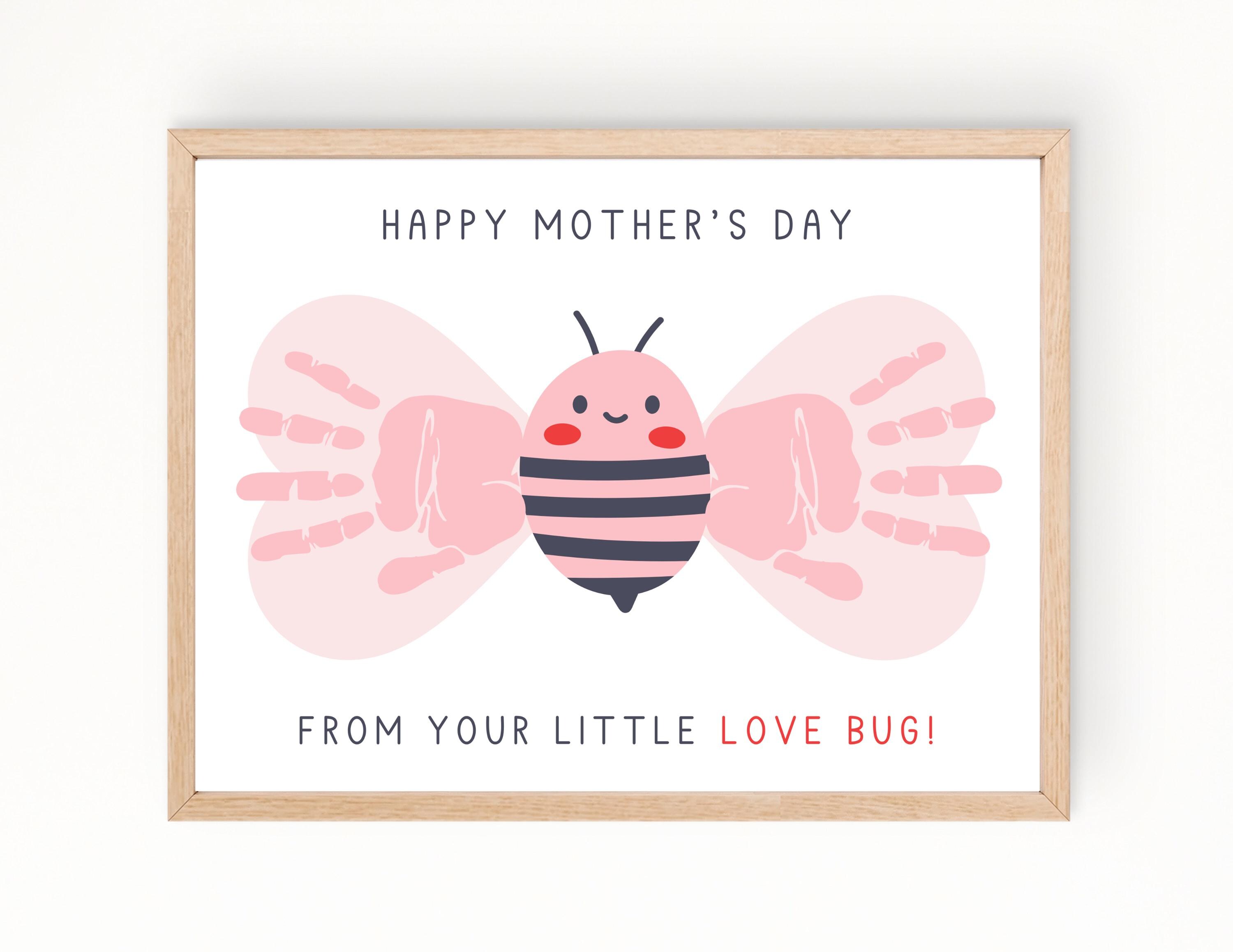 Mother's Day Handprint Craft Printable, Love Bug Handprint Art, Toddler ...