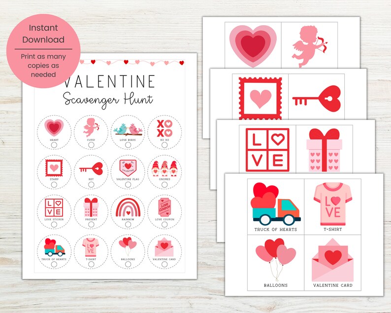 Valentine's Day Scavenger Hunt Printable Valentine Game - Etsy