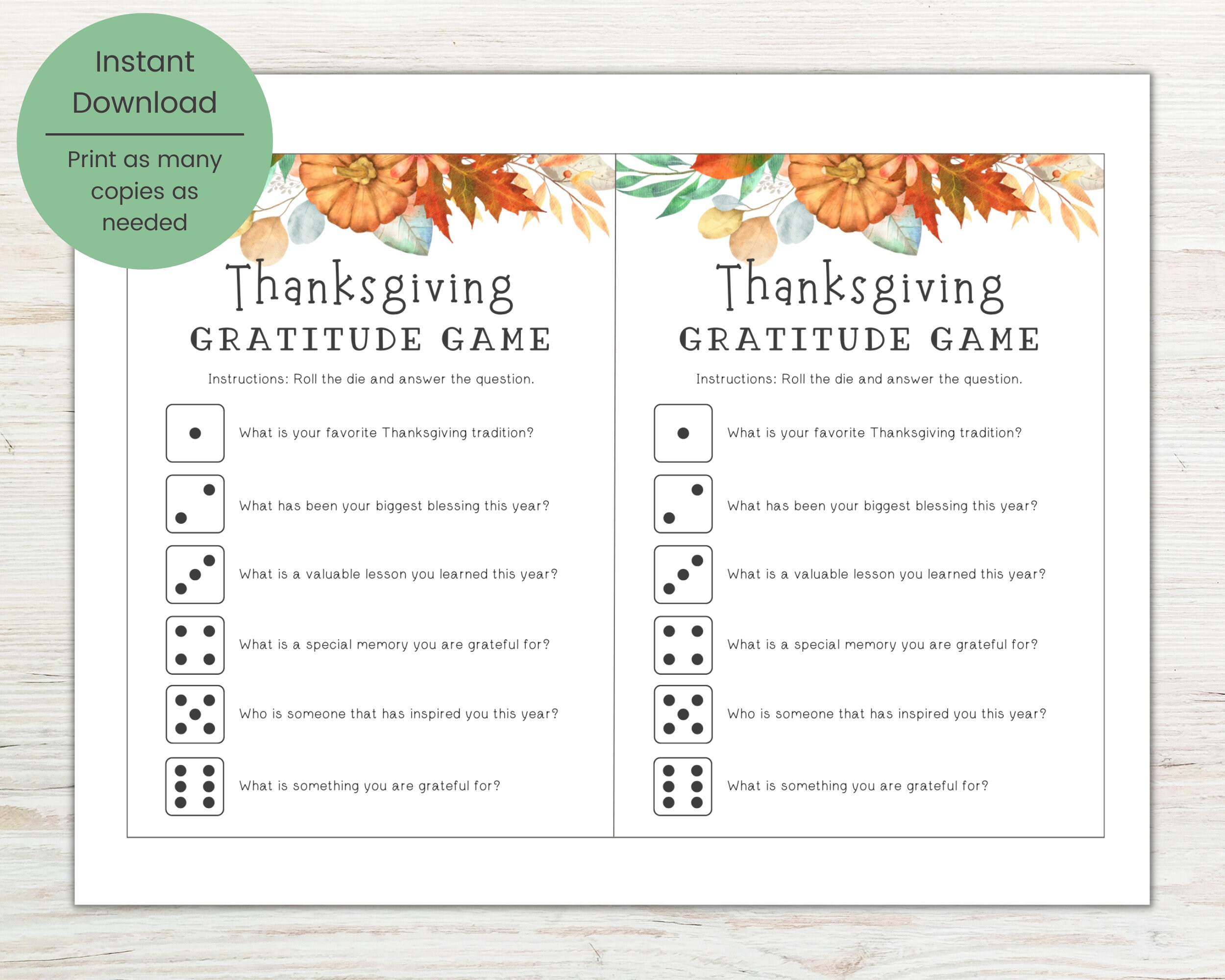 Thanksgiving Gratitude Game Thanksgiving Party Game - Etsy