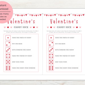 Valentine's Day Candy Dice Game, Printable Valentine's Day Game ...