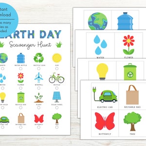 Earth Day Scavenger Hunt Printable With Cards, Earth Day Activities for ...