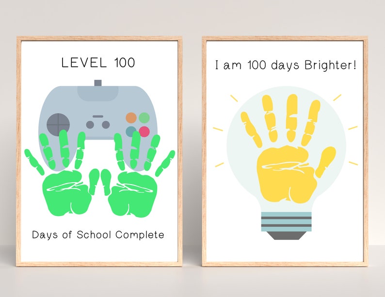 100 Days of School Handprint Bundle Printable, 100 Days of School ...