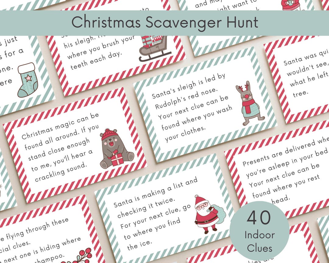 Indoor Christmas Treasure Hunt, Christmas Scavenger Hunt for Kids ...