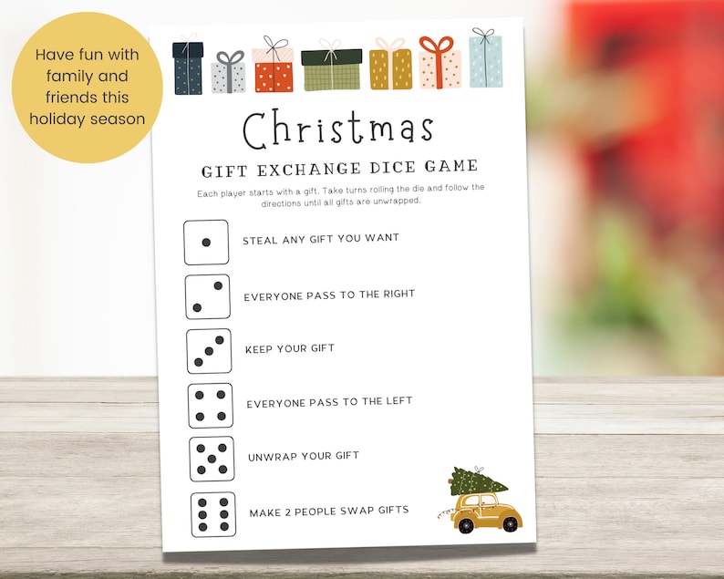 Christmas Gift Exchange Dice Game Christmas White Elephant - Etsy