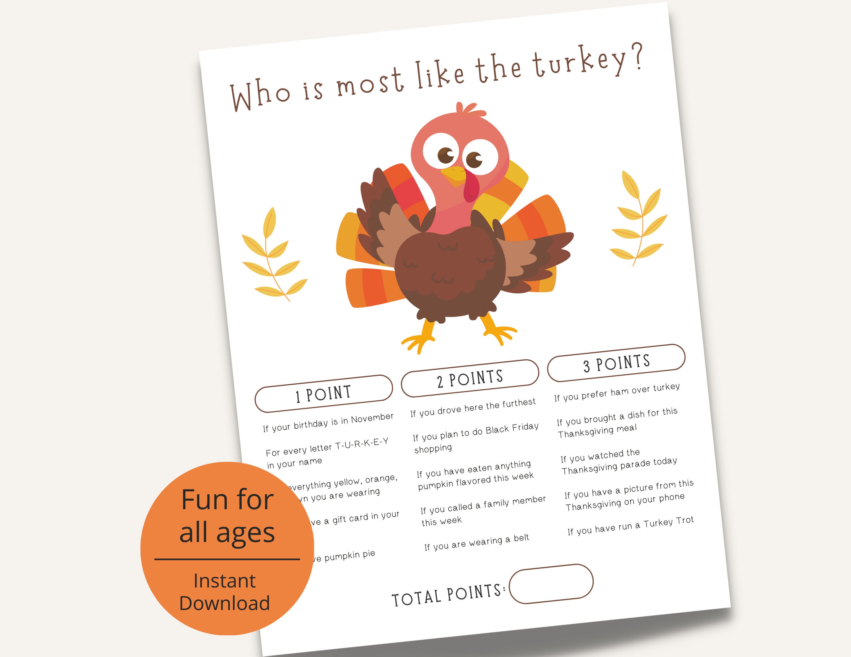Thanksgiving Game Printable, Family Thanksgiving Game, Autumn Game ...