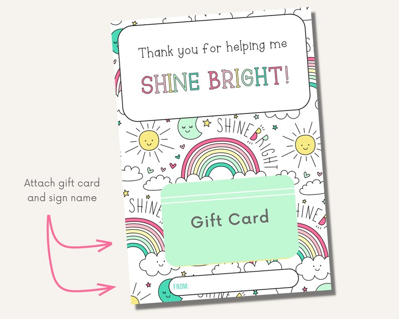 Teacher Appreciation Gift Card Holder PRINTABLE Teacher Thank - Etsy