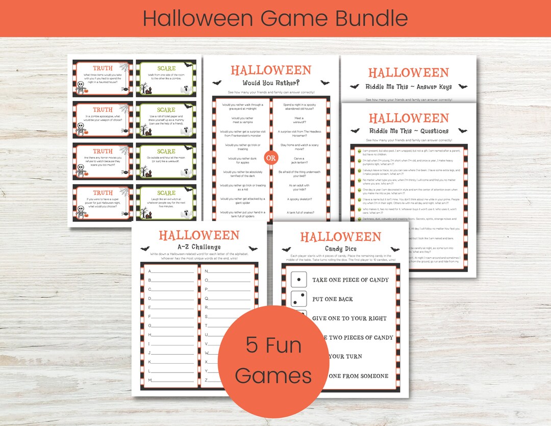Halloween Game Bundle Printable, Halloween Party Games, Virtual ...