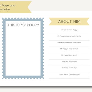All About My Poppy Printable Book, Fathers Day Questionnaire, Poppy ...