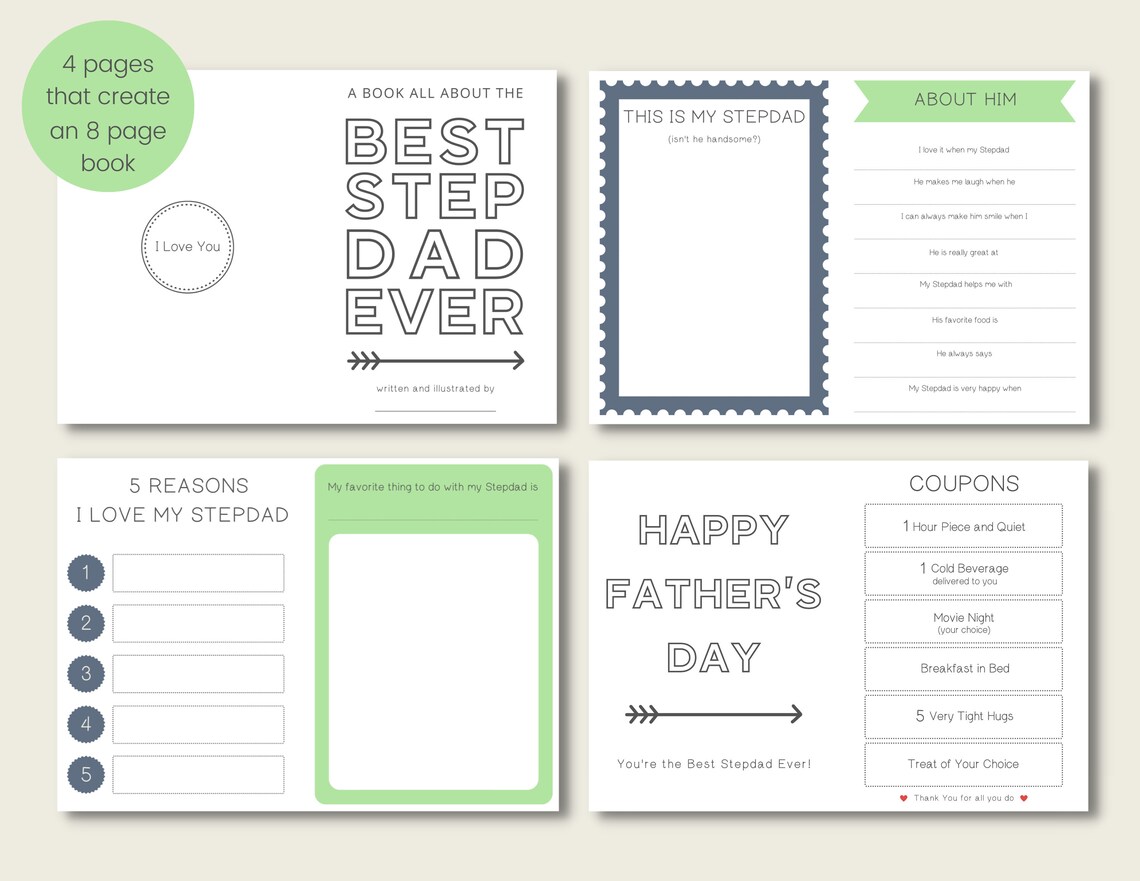 All About My Stepdad Printable Book All About Dad Fathers - Etsy