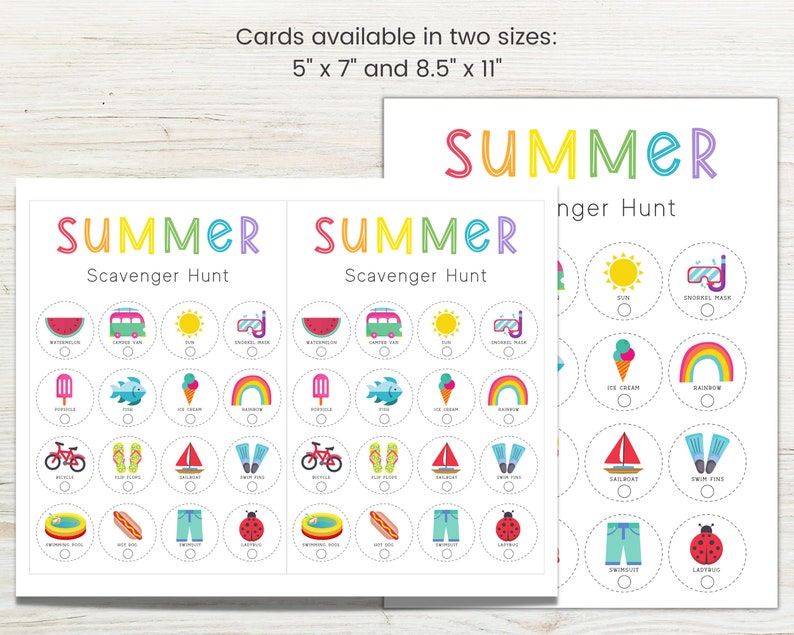 Summer Scavenger Hunt Game, Indoor Treasure Hunt, Printable Summertime ...