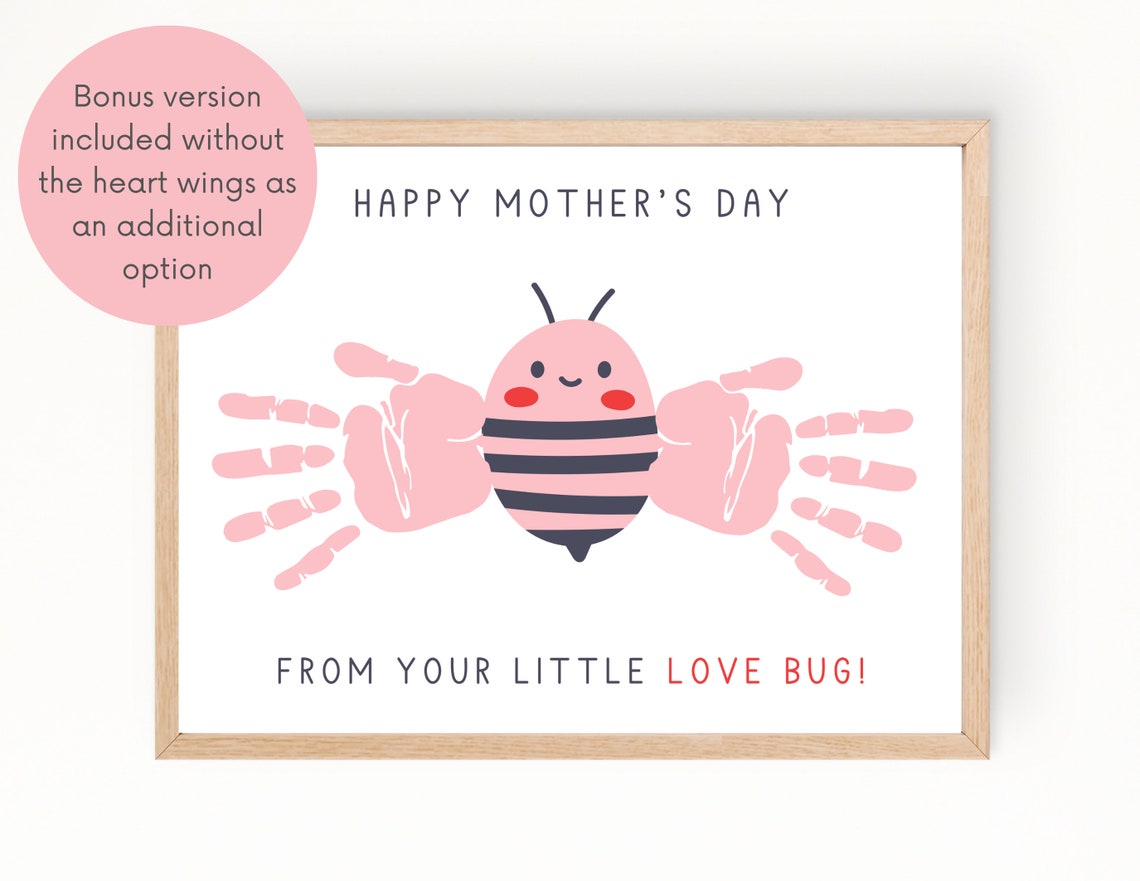Mother's Day Handprint Craft Printable, Love Bug Handprint Art, Toddler ...