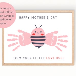 Mother's Day Handprint Craft Printable, Love Bug Handprint Art, Toddler ...