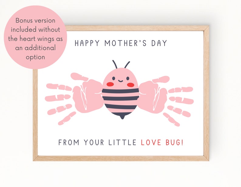 Mother's Day Handprint Craft Printable, Love Bug Handprint Art, Toddler ...
