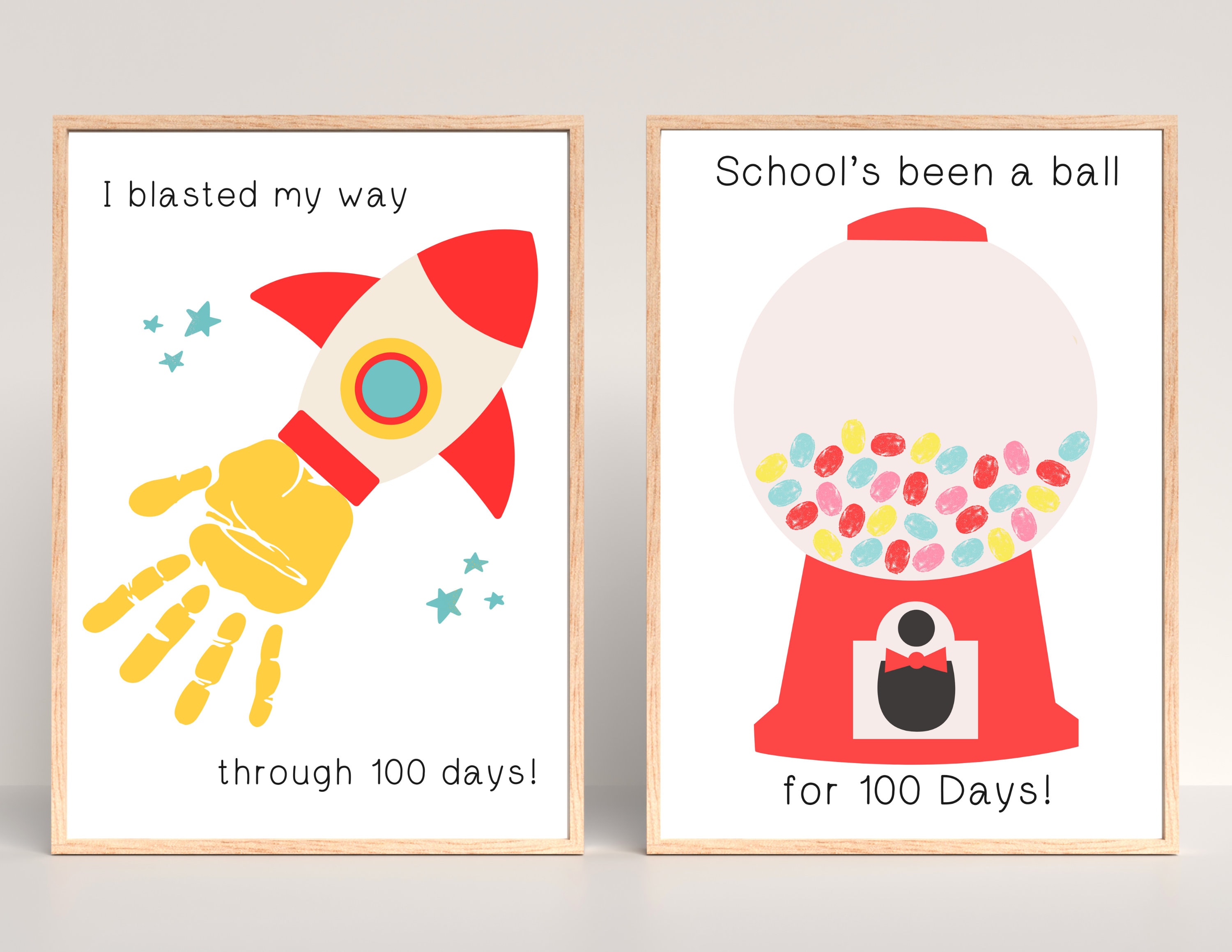 100 Days of School Handprint Bundle Printable, 100 Days of School ...