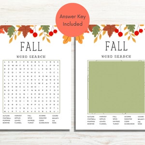Fall Word Search Printable, Autumn Word Search, Printable Fall Game ...