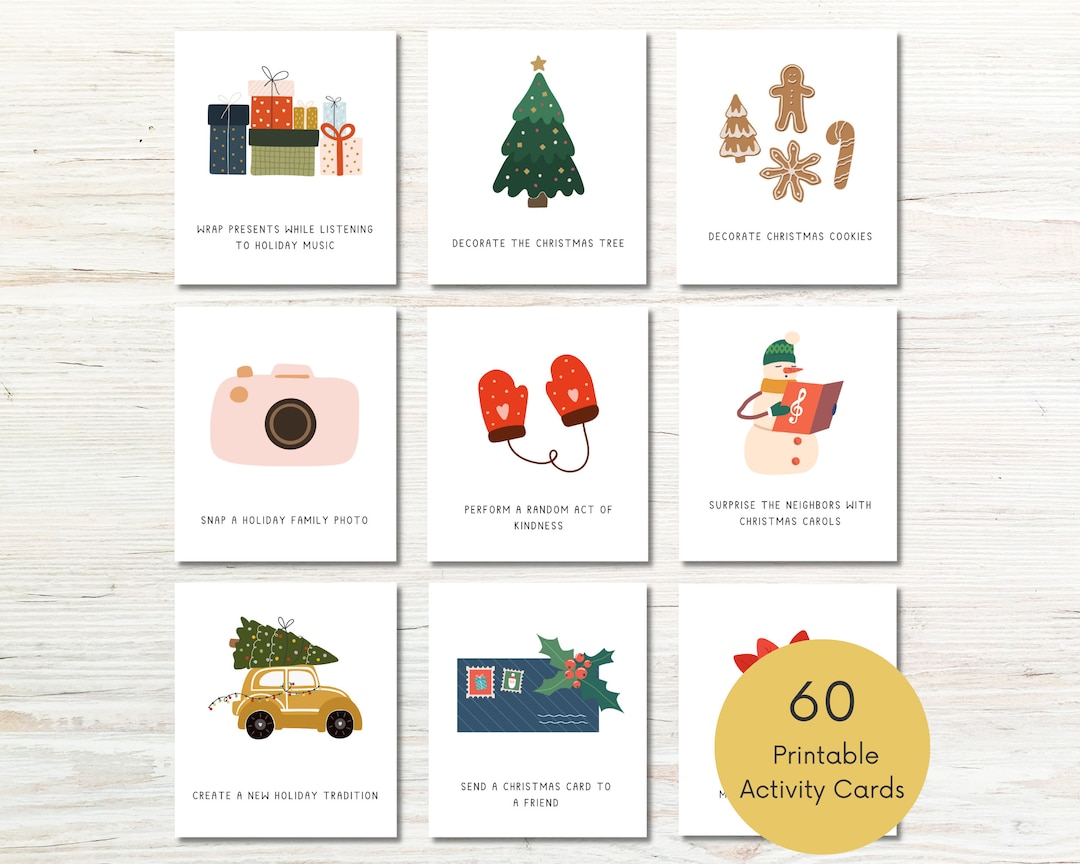 Christmas Advent Calendar Activity Cards Printable, Christmas Holiday ...