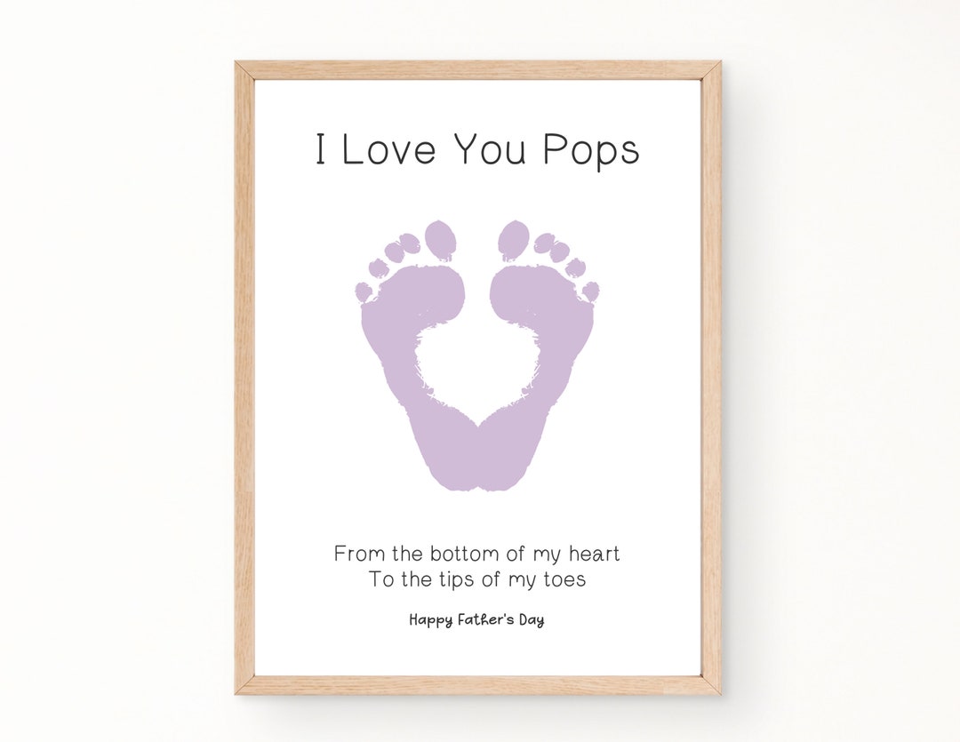 Father's Day Handprint Art Printable, I Love You Pops, Footprint Gift ...