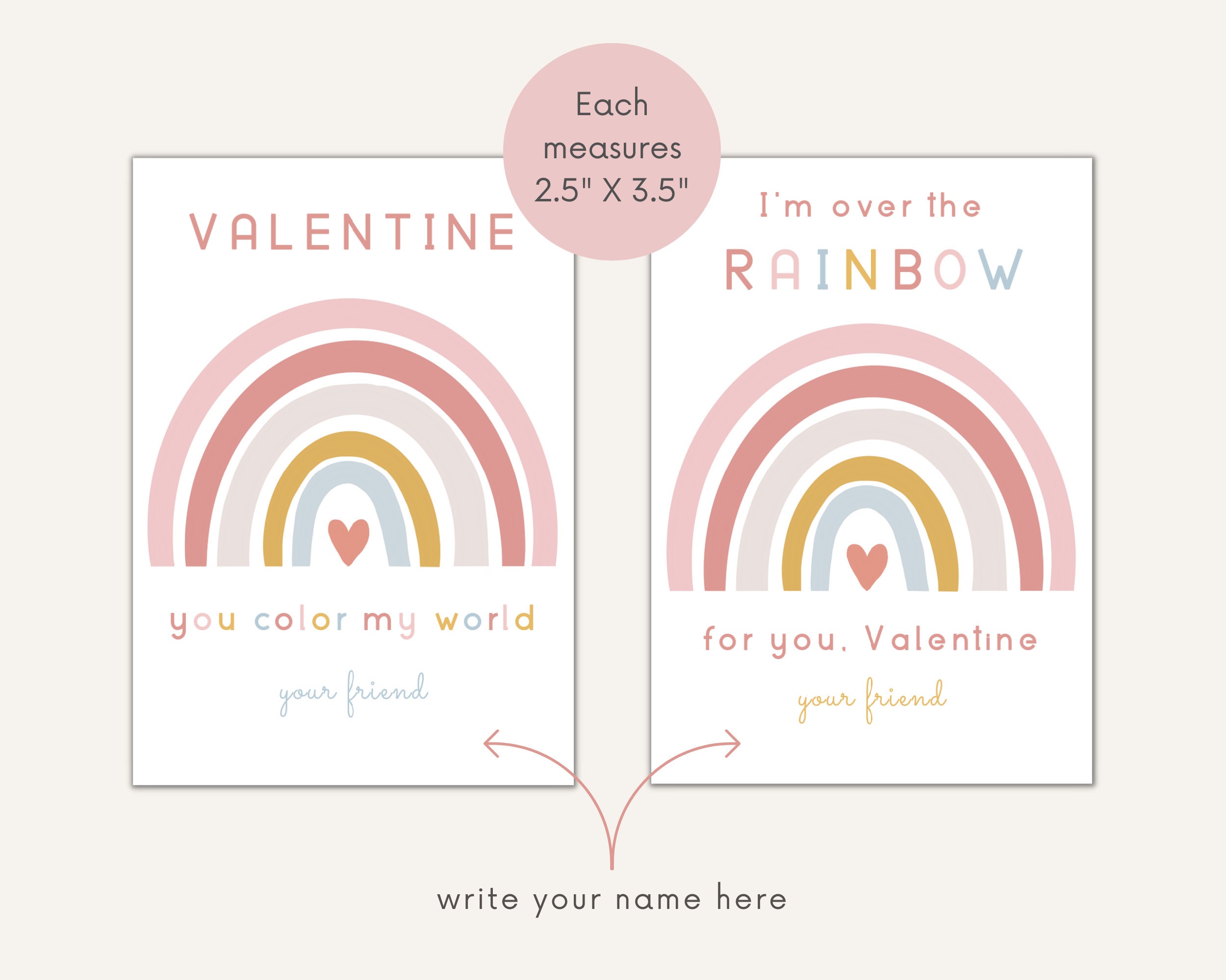 Rainbow Valentine's Day Printable Cards Valentine Cards - Etsy