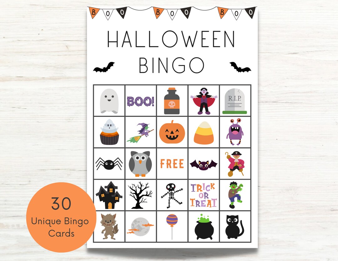 Halloween Bingo Cards Printable 30 Halloween Bingo Cards - Etsy