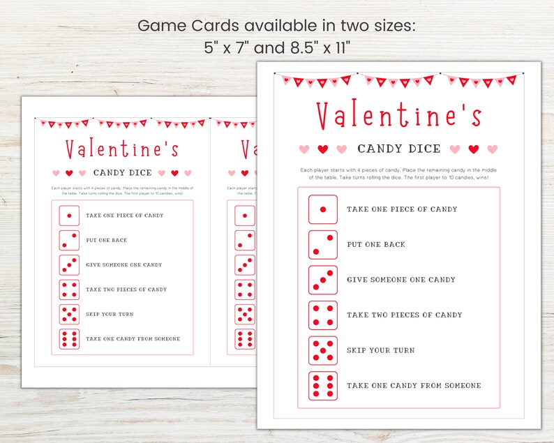 Valentine's Day Candy Dice Game, Printable Valentine's Day Game ...