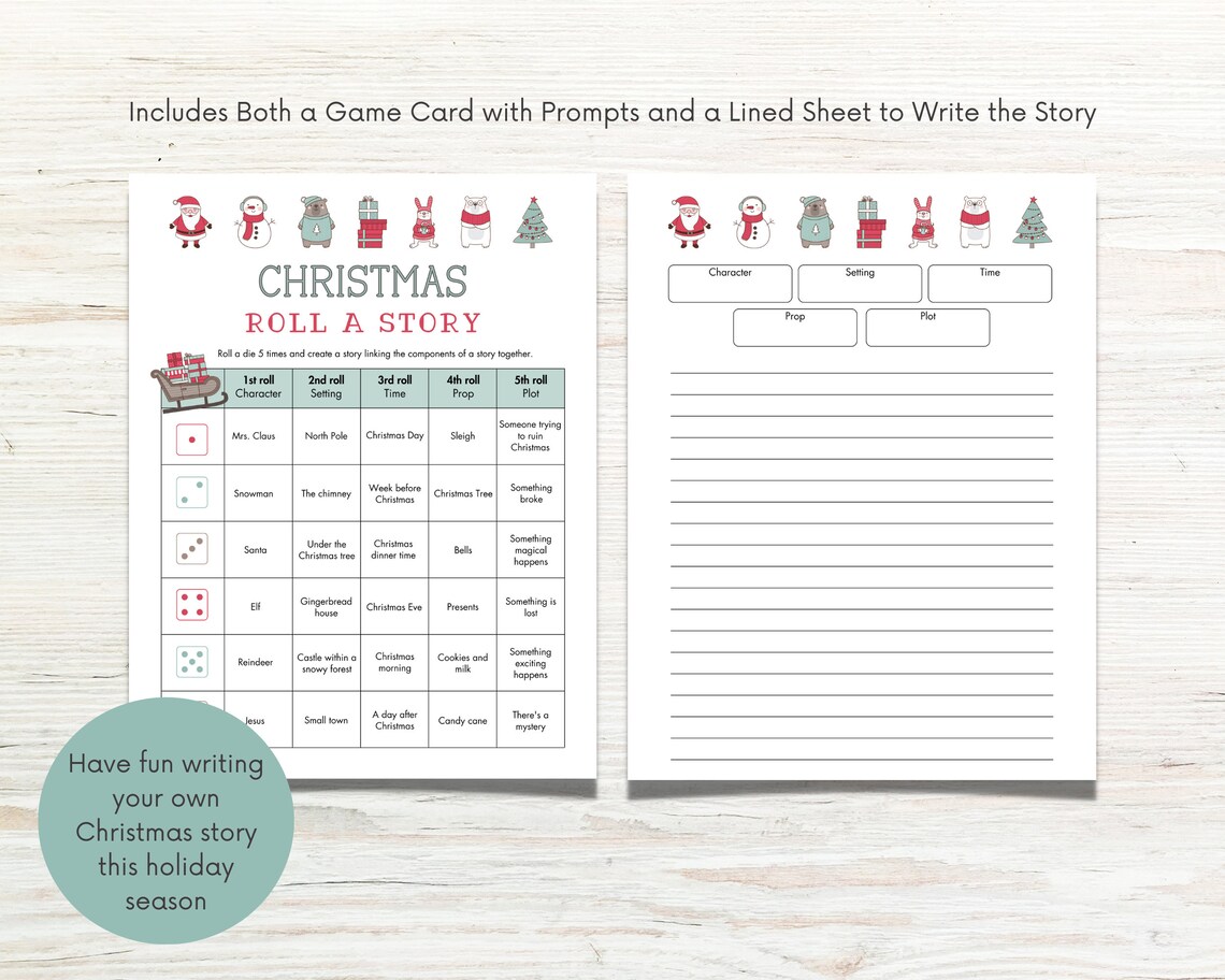 Christmas Story Starters, Roll a Story Dice Game, Christmas Games for ...