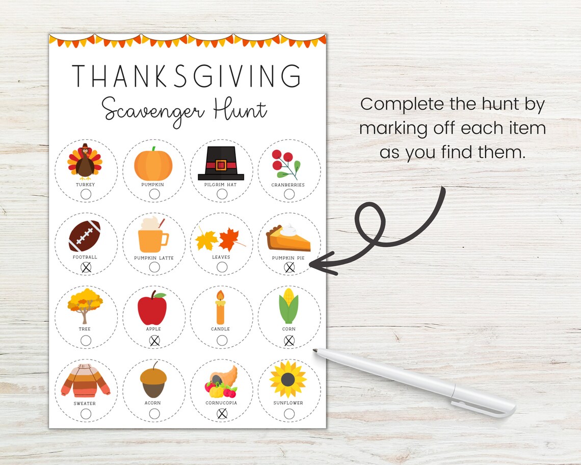 Thanksgiving Scavenger Hunt Printable for Kids Indoor - Etsy