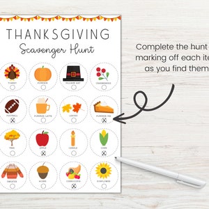 Thanksgiving Scavenger Hunt Printable for Kids, Indoor Outdoor ...