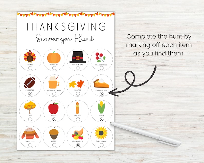 Thanksgiving Scavenger Hunt Printable for Kids Indoor - Etsy