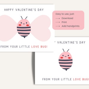 Valentines Handprint Craft, Love Bug Handprint Art, Valentine Art for ...