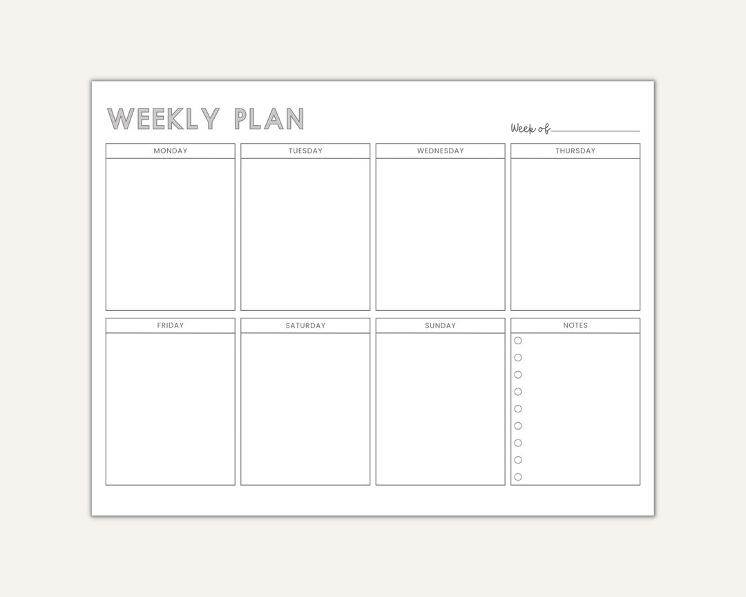 Weekly Schedule Printable, Week at a Glance, Week School Schedule ...