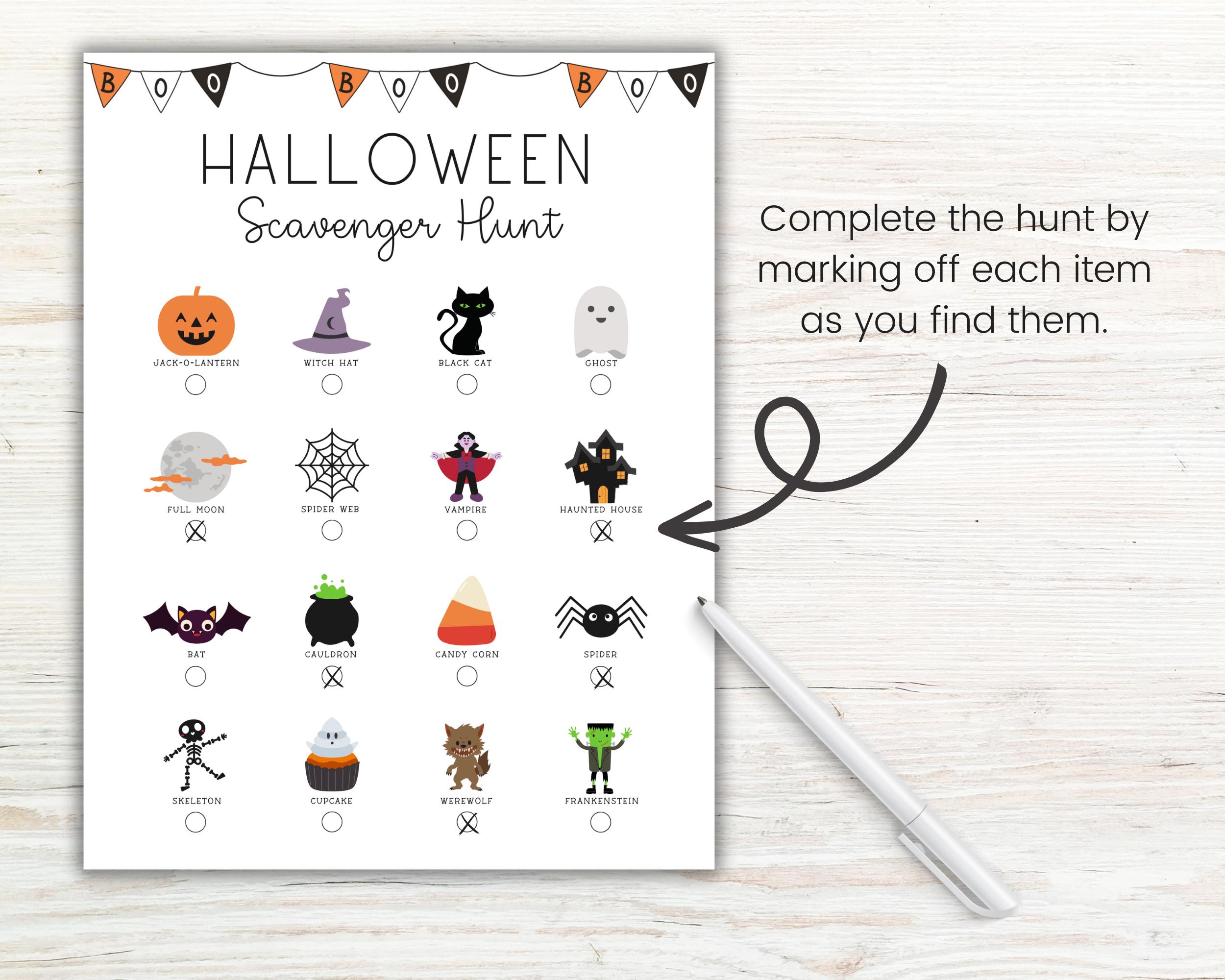Halloween Scavenger Hunt Printable, Halloween Kids Activity, Halloween ...