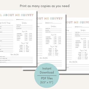 All About Me Survey Editable Printable, Getting to Know You, Coworker ...