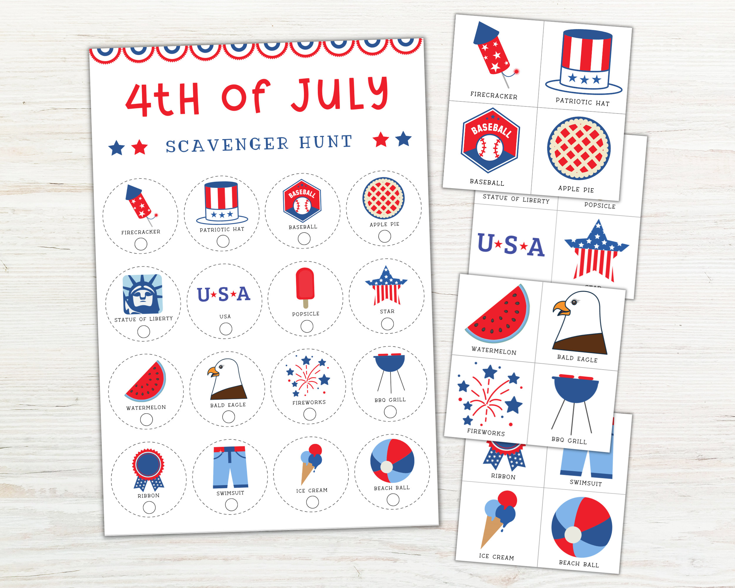 4th of July Scavenger Hunt Game, Fourth of July Game, Indoor Treasure ...